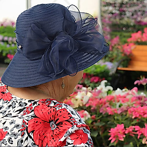 Lady Church Derby Dress Cloche Hat Fascinator Floral Tea Party Wedding Bucket Hat S051 (Black)