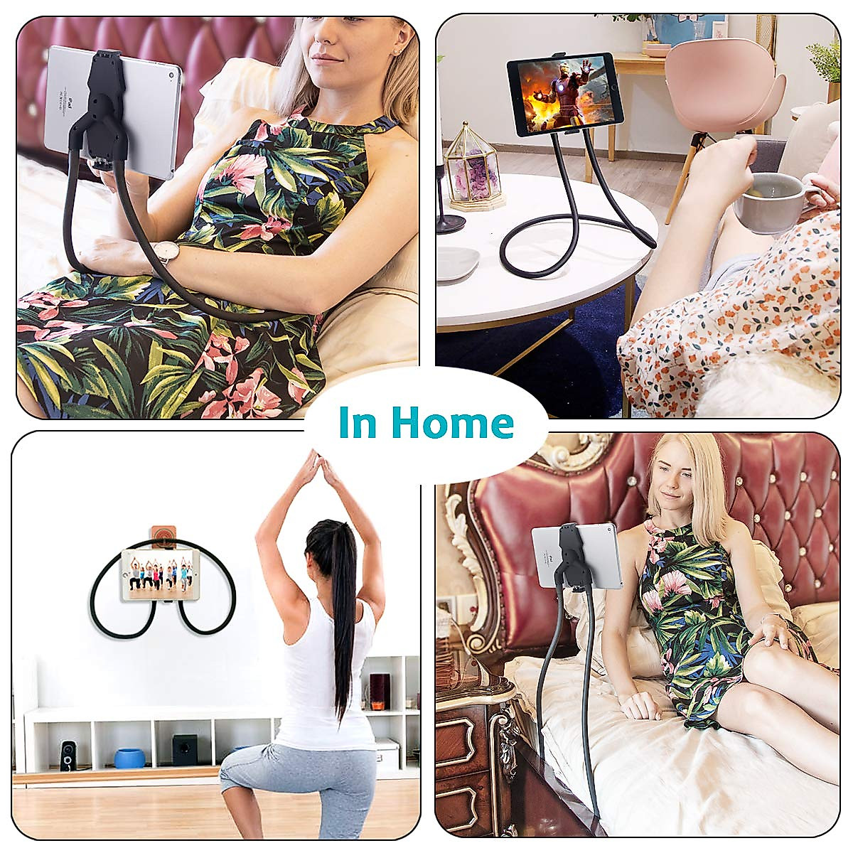B-Land Upgrade Gooseneck Tablet Holder, Tablet Stand for Bed, Universal Tablet Mount Holder with Remote, Lazy Neck Phone Holder Compatible with iPad Mini Pro Air, iPhone Series, Samsung Tabs & More