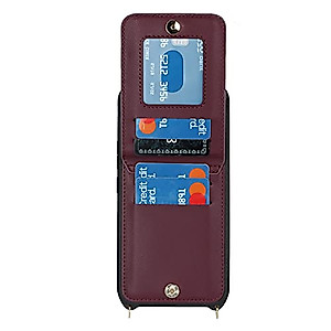 Jaorty Samsung Galaxy A54 5G Phone Case for Women with Card Holder,Samsung A54 Case Wallet Crossbody Lanyard with Strap,Credit Card Slots Kickstand Case with Ring Holder,6.4 Inch,Burgundy