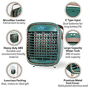 Little Big Chill Portable Personal Air Conditioner Fan,Rechargeable Cordless Mini Air Cooler/Humidifier Designed for Home,Office,Bedroom and Car.Ideal for Camping,Tailgating,The Beach,Green