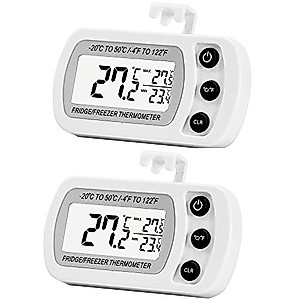 LinkDm 2 Pack Digital Refrigerator Freezer Thermometer,Max/Min Record Function with Large LCD Display