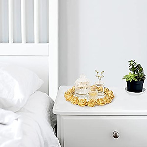 Greenual Perfume Tray Decorative Tray Gold Mirror Tray Jewelry Trinket Tray Gold Rose Resin Tray Organizer Bathroom Vanity Tray for Dresser, Perfume Organizer, Elegant Makeup Tray