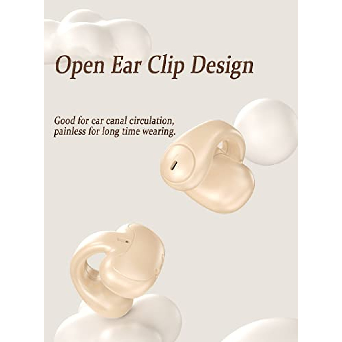 Loluka Ear Clip Bone Conduction Headphones Wireless Bluetooth Open Ear Headphones 68 hrs Playtime with Charging Case,Bluetooth 5.3 Workout Cycling Running Bone Conduction Headphoe Set