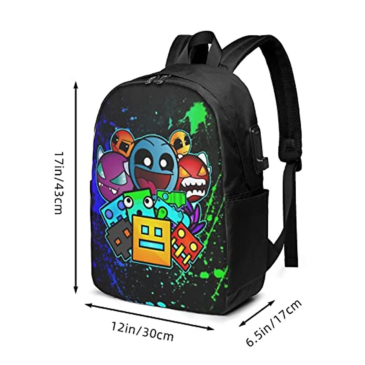 Pompomlam Geo-Me-Try Da-Sh Laptop Backpacks 17 Inch Business Travel Backpack With Usb Port Computer Bag