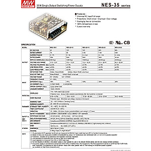 Mean Well Original NES-35-24 Single Output Switching Power Supply 24V 1.5A 36W