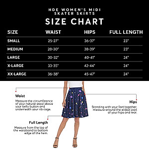 HDE Skirts for Women - Midi Skirt Skater Skirt Knee Length High Waist Fun Prints Blue & White Stars - XL