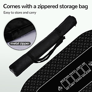 FURUISEN Waterproof 70 x 35 Inch Texas Hold'em Poker Mat for Table, Portable Poker Table Top with Smooth Premium Surface, Noise Reduction, and Zipper Handbag for Professional Poker Games Casino Games