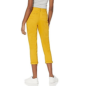 Amazon Essentials Women's Mid-Rise Slim-Fit Cropped Tapered Leg Khaki Pant, Dark Yellow, 12