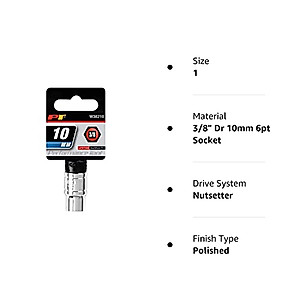 Performance Tool W38210 6-Point Socket, 3/8-Inch Drive, 10mm