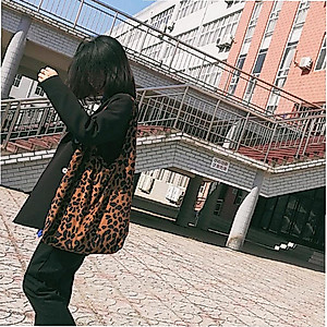 Froiny Leopard Printed Shoulder Bag Soft Large Tote Purse Handbag Travel Satchel Shopping Bag for Women