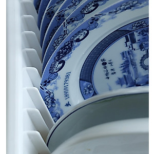 Basicwise Plastic Dish Rack with Drain Board and Utensil Cup