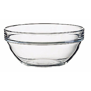Luminarc Stackable Glass Bowls Set with White Lids, STD, Clear