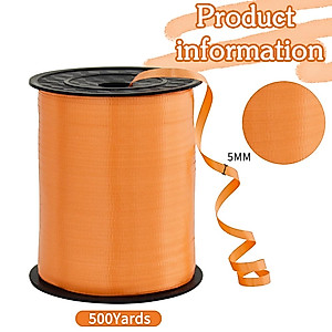 BEISHIDA 500 Yards Matte Orange Curling Ribbon Balloon String Crimped Ribbons for Gift Wrapping Ribbon for Birthday Halloween Party Decoration Festival Art Craft Christmas Gift Wraps