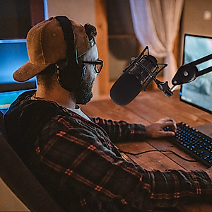 Boseen Microphone Shock Mount with Foam Windscreen Compatible with AT2020 AT2020USB+ AT2020USBi, Spider Shockmount Holder with Mic Cover Pop Filter and Screw Adapter Eliminates Vibration Noise