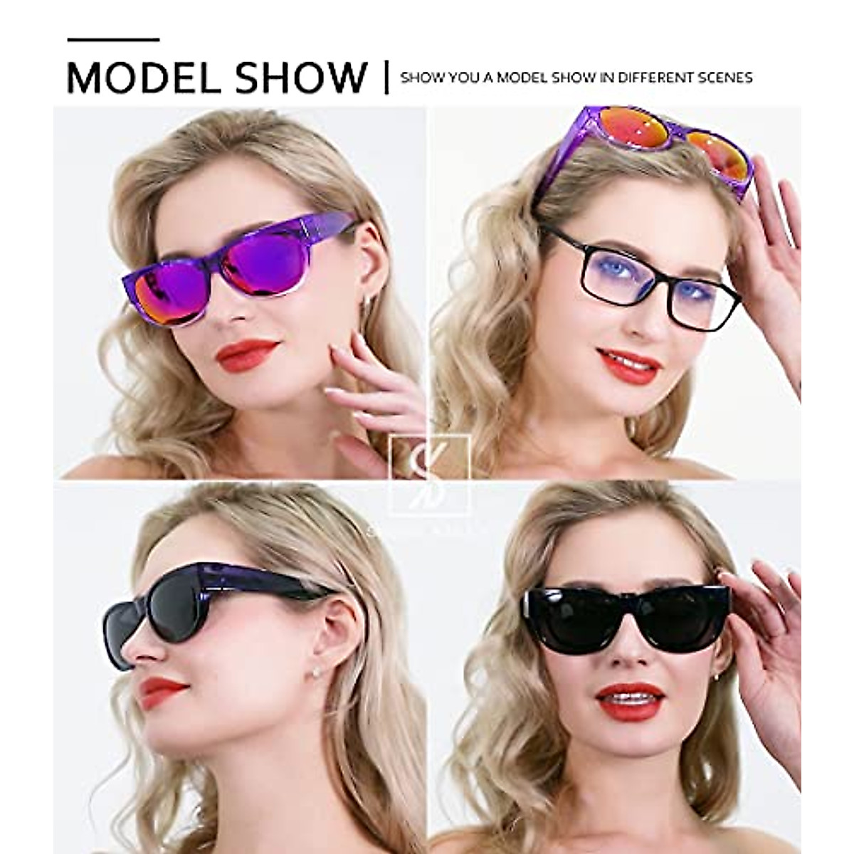 SHEEN KELLY 2PCS Oversized Polarized Fit Over Sunglasses Women Men TR90 Mirrored Over Glasses Cat Eye Driver Goggles