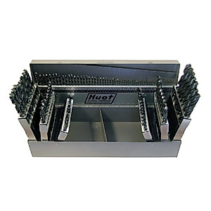 Chicago Latrobe - 57727 150 Series High-Speed Steel Jobber Length Drill Bit Set with Metal Case, Black Oxide Finish, 118 Degree Conventional Point, Metric, 118-piece, 1.0mm - 13.0mm in 0.1mm increments