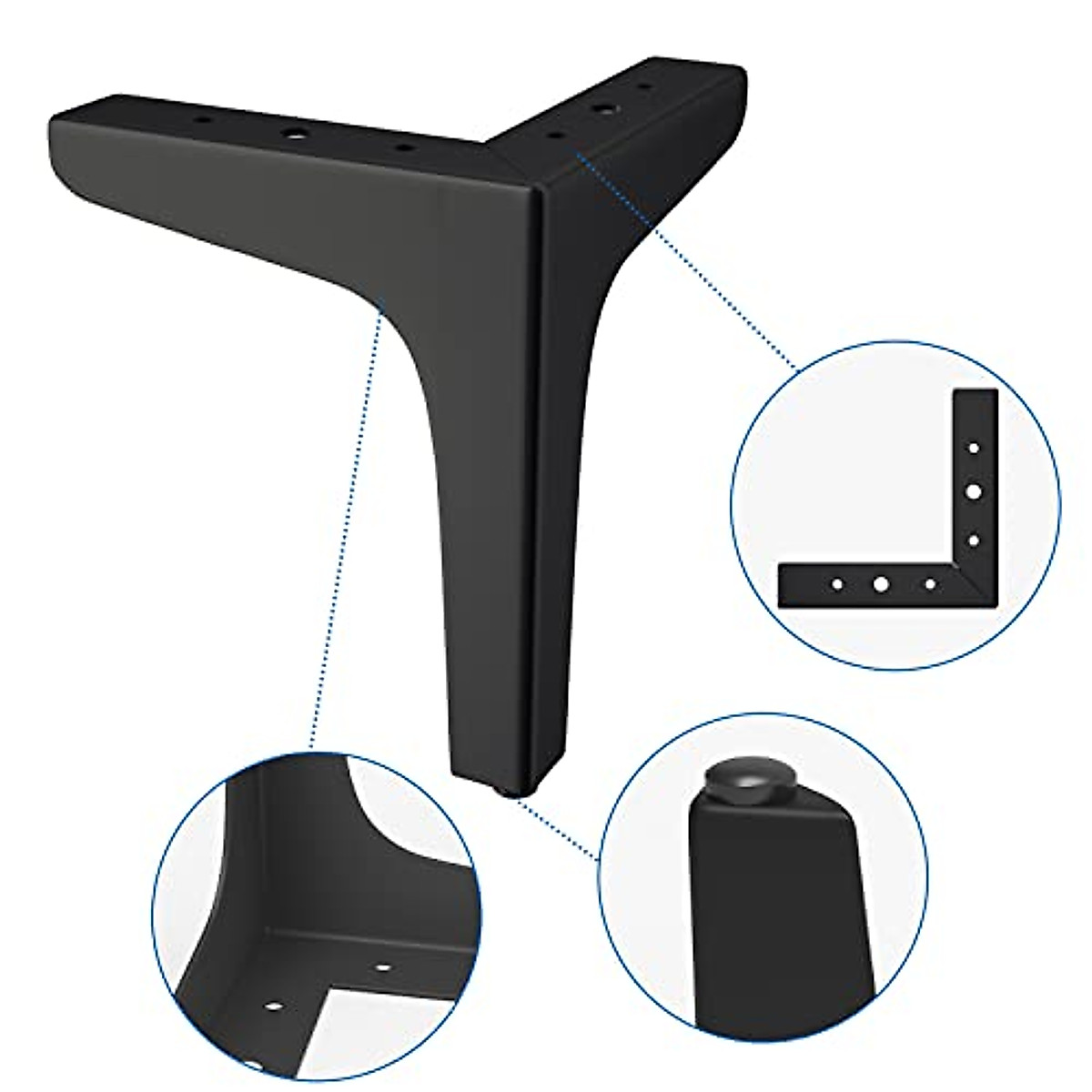 SVISNA 6 Inch Black Furniture Leg Metal 8PCS, Home DIY Heavy Duty Replacement Feet for Bookshelf, Sofa, Cabinet, Chair, Couch, Coffee Table, Desk, Bench, Ottoman, Nightstand, etc