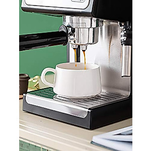 Kanwone Porcelain Stackable Cappuccino Cups with Saucers - 8 Ounce for Specialty Coffee Drinks, Cappuccino, Latte, Americano and Tea - Set of 4, White