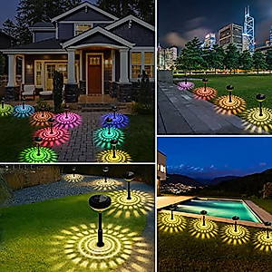 PAGVMIN Bright Solar Pathway Lights Outdoor 2 Pack, Color Changing + Warm White Solar Powered Automatic LED Lights, Waterproof Path Lights for Lawn Landscape Yard Walkway Garden, Light Up to 13 Hours