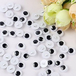 GSHLLO 200 Pcs Black Round Plastic Eyes Sew On Wiggle Eyes Back Sewing Eyes Animal Craft Eyes Button Stuffed Animal Making Supplies for Puppet 8 mm