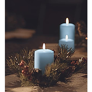 Hyoola Ice Blue Pillar Candles 2 x 3 Inch - 4 Pack Unscented Pillar Candles Bulk - European Made