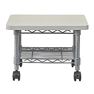Safco Products Under Desk Printer/Fax Stand ,Steel Wire Shelf , Locking Swivel Wheels , Gray Powder Coat Finish , 19"W x 16"D Laminate Top , Easy Assembly