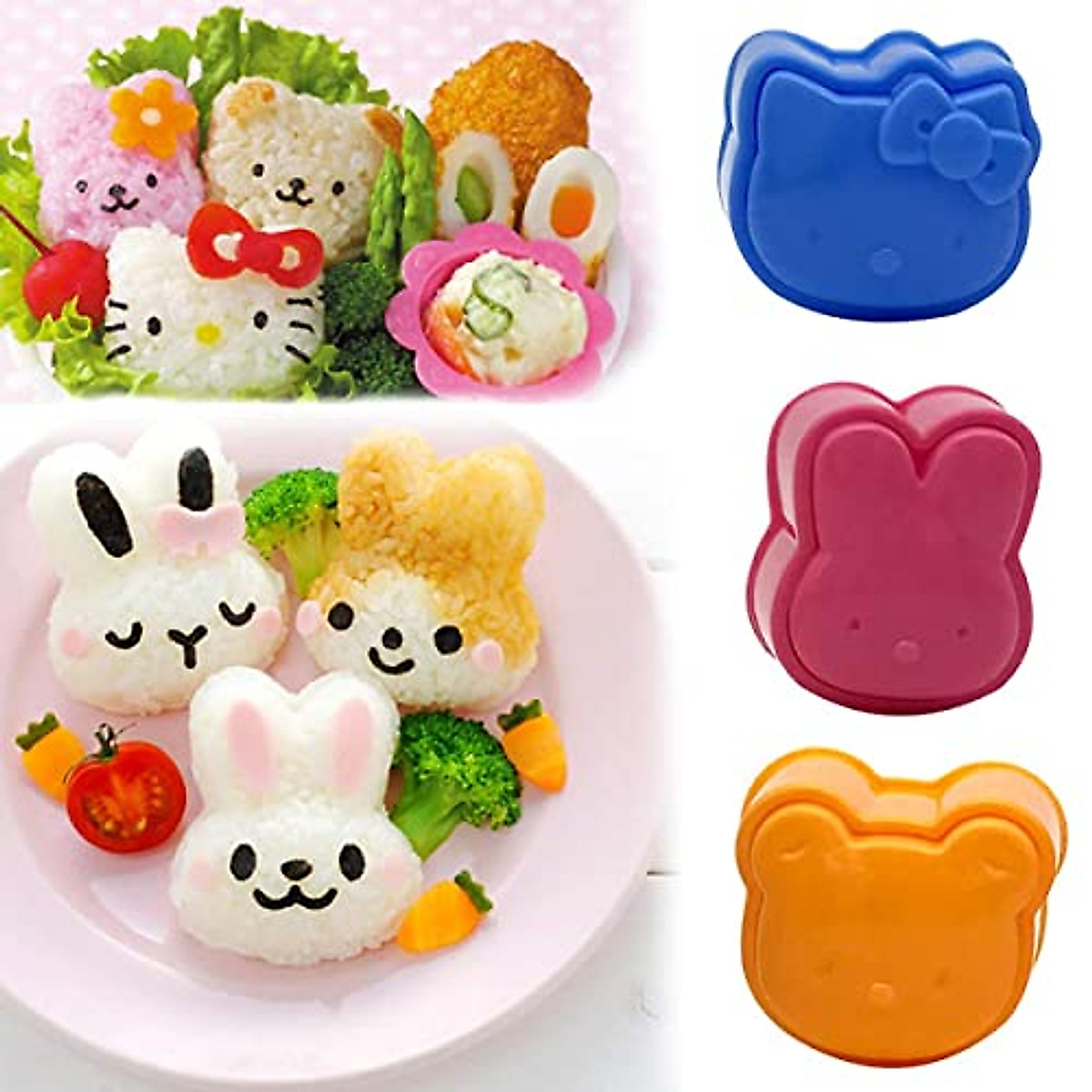 Sushi Shake Rice Ball Mold, Animal Shapes Sushi Mold (3 Pcs + 1 Pcs) Diy Tool Kitchen Sushi Tool