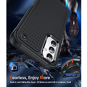 LeYi for Samsung Galaxy A14-5G Case: Samsung A14 Case with [2 Pack] Screen Protectors, Shockproof Dual Layer Protective Hard PC Textured Back & Soft Bumper Cell Case Cover for Galaxy A14 5G, Black