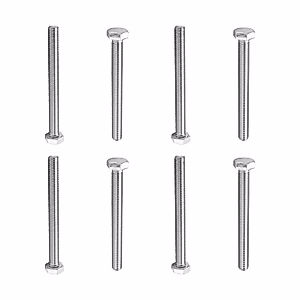 Bettomshin 10Pcs M8 x 80mm Hex Bolts, 304 Stainless Steel 1.25mm Thread Pitch Fully Threaded Metric Hex Head Screw Bolts, Hexagon Screw Bolt, Hex Tap Bolts, Silver (Overall Size 85.45x13x13mm)