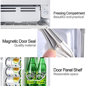 N A 3.2 Cu.Ft Mini Refrigerator Compact Refrigerator-Single Door Small Drink Food Storage Machine for Dorm, Garage, Camper, Basement or Office, Mini Fridge, Stainless Steel (White)