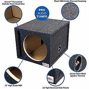 Bbox Single Vented 15 Inch Subwoofer Enclosure - SPL Audio Tuned Single Vented Car Subwoofer Boxes & Enclosures - Premium Subwoofer Box Improves Audio Quality, Sound & Bass - Nickel Finish Terminals