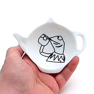 Kermit Drinking Tea meme teabag holder, teapot shaped tea bag dish - Lennymud by Lorrie Veasey