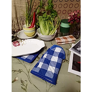 Cotton Oven Mitts and Pot Holder Sets Buffalo Check 4 Pack Heat Resistant Recycled Quilted Cotton Breathable Fabric Comfortable for Kitchen Cooking Baking