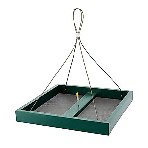 Solution4Patio Homes Garden Platform Bird Feeder for Outside, Large Hanging Mesh Tray Chipmunks/Squirrel Feeder, Maximum Bird Viewing, Large Capacity, Easy to Clean & Refill, B116A00