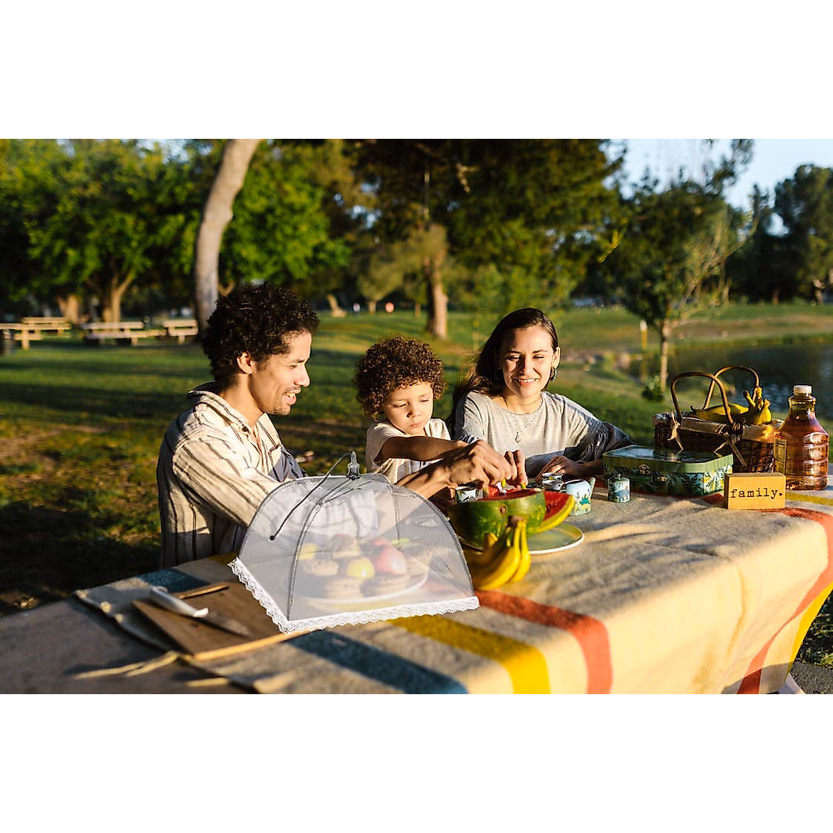 Food Covers for Outside Dining - Mesh Food Covers for Outdoors, Fly Covers for Outdoor Food - Collapsible Food Tent, Food Umbrella Mesh Cover - 4-Pack Picnic Food Covers - 14"x14" & 17"x17" Food Nets
