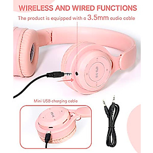 scorking Kids Bluetooth Headphones, Wireless Headphones for Kids with Built-in Microphone, Over Ear Kids Headphones Wireless Foldable Stereo AUX 3.5mm for Boys Girls School Smartphone iPad Tablet