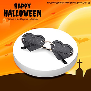 NULOOQ Rimless Halloween Sunglasses for Women Men Christmas Tree Glasses Party Prom Cosplay Rave Eyewear (Heart Black)