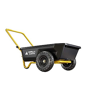 Gorilla Carts GCR-4 4 Cu. Ft, 300-pound Capacity, Poly Yard Cart, Black/Yellow