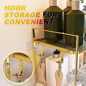 GAOKASE Over The Toilet Storage, 2-Tier Over Toilet Bathroom Organizer, Large Capacity, Acrylic Shelves, Thick Material, Rust-Resistant, Perfect for Over The Toilet Shelf, Gold