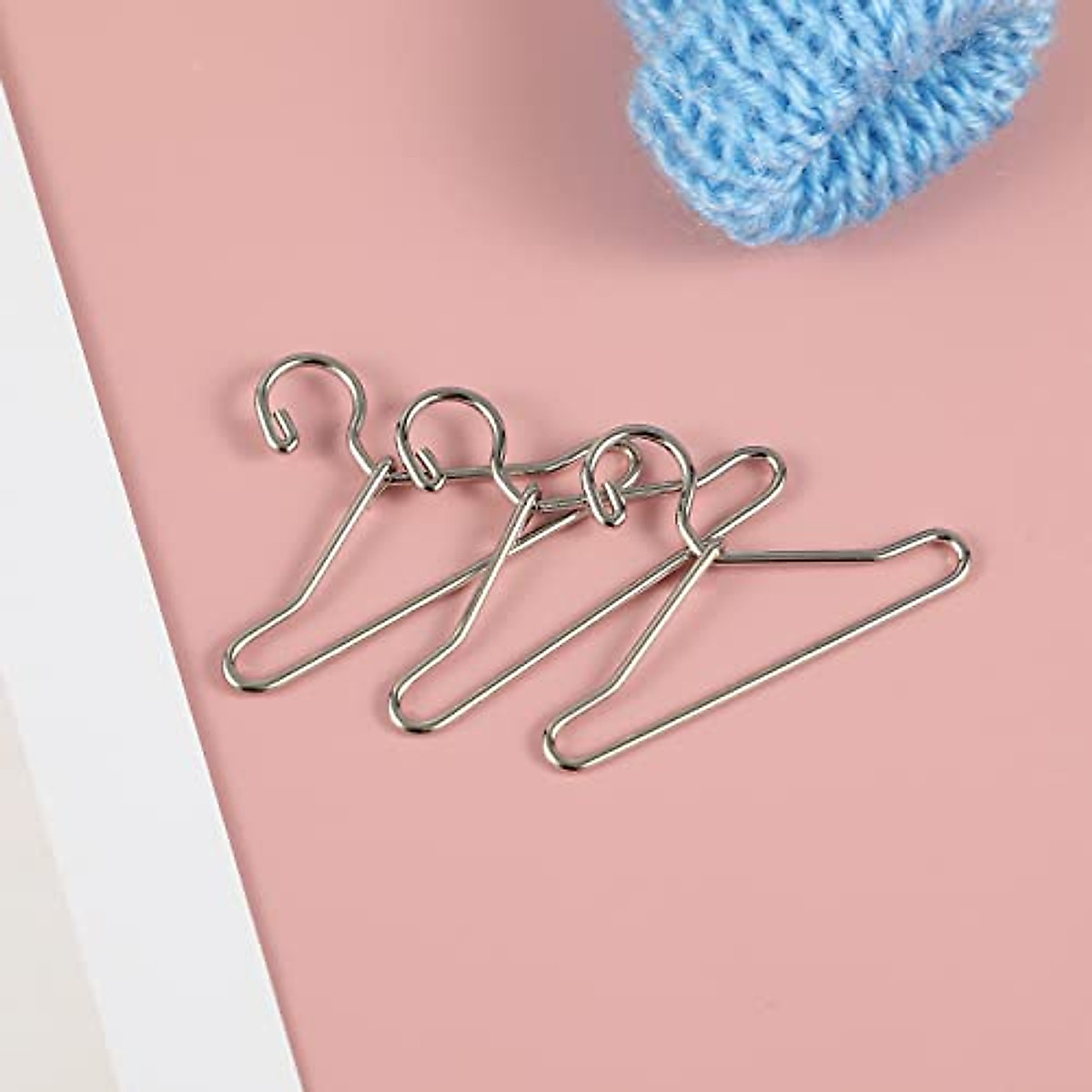50pcs Mini Doll Clothes Hangers Mini Clothes Hanger Metal Doll Hangers for Dress Closet Doll House Accessories