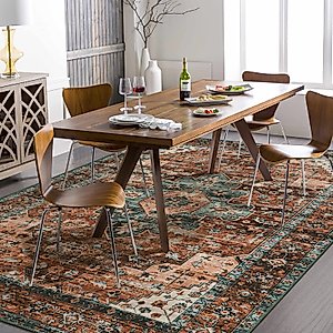 Moynesa 9x12 Ultra-Thin Vintage Medallion Area Rug for Living Room, Bedroom, Dining Room, Office, Entryway, Dorm