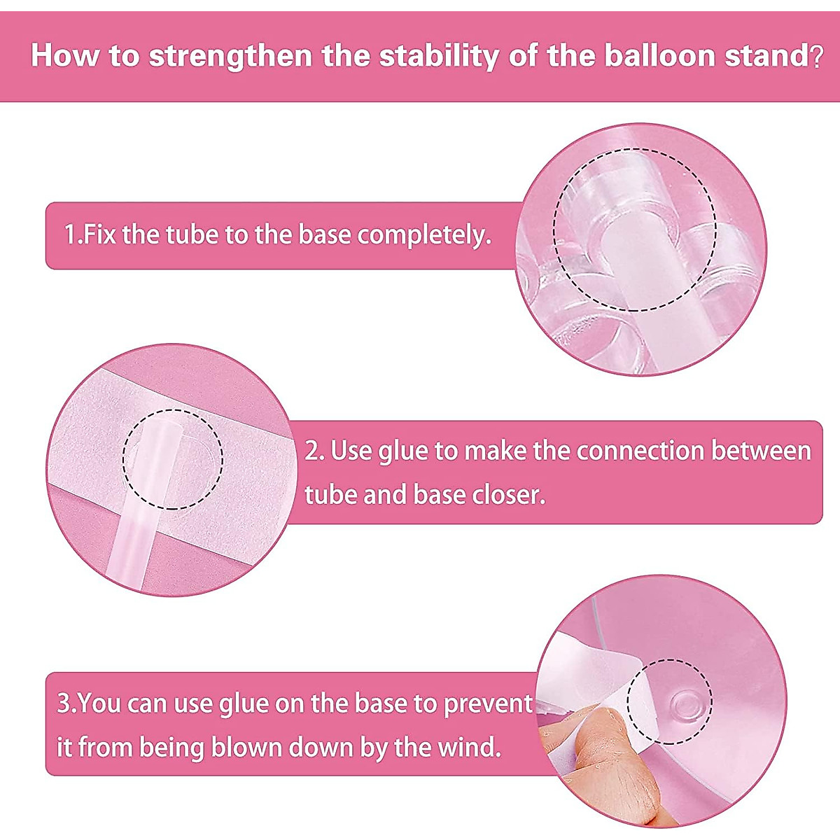 RUBFAC 7 Sets Balloon Stand Kits, Clear Balloon Holder for Table Including Glue, Tie Tool, Flower Clips, Balloon Sticks with Base for Birthday Wedding Party Centerpiece Table Decorations