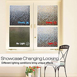 rabbitgoo Window Privacy Film Stained Glass Window Film Mosaic Static Cling Decorative Window Vinyl, Removable Rainbow Window Tint, Non-Adhesive UV Blocking for Home Office, Brown, 35.4 x 78.7 inches