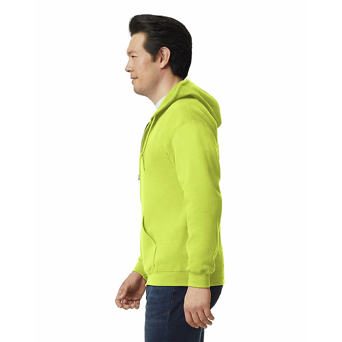 Gildan Adult Fleece Zip Hoodie Sweatshirt, Style G18600, Multipack, Safety Green (1-pack), X-Large