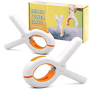 WaaWee Beach Towel Clips Clamps- 6 Pack Plastic Large Pool Chair Clips 5 Inch Clothespins Windproof Clips Clothes Pegs for Beach Chairs Cruise Chair (Orange)