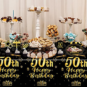 Augweyang 50th Birthday Party Decorations Supplies Tableware Set for Men Women Including 16 Plates 20 Napkins 1 Tablecloth 1 Banner 16 Forks 15 Balloons 16 Cupcake Toppers Serve 16