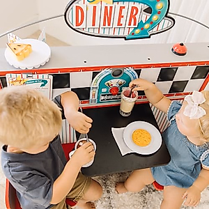 Melissa & Doug Double-Sided Wooden Star Diner Restaurant Play Space