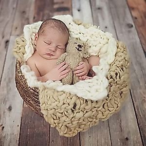 M&G House Newborn Wrap Baby Photography Wool Wrap Baby Photo Props Baskets Filler Rug(Beige)