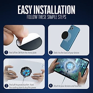 Phone Cooler, Magnetic Phone Cooling Fan for iPhone/Android/Tablet/iPad, iPhone12&13 Series MagSafe Compatible, Dual Cooling Chip Mobile Phone Radiator, Cell Phone Cooler for Gaming, Live Stream, Vlog