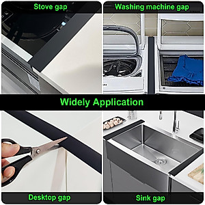 Silicone Stove Counter Gap Cover / Filler by Kindga 25" Long, Sealing Spills Between Kitchen Appliances Washing Machine and Stovetop, Set of 2 (Black)